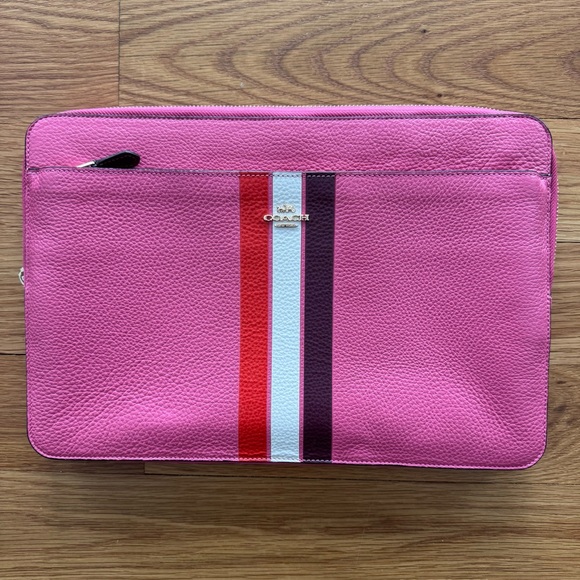 Coach | Bags | Coach Colorblock Pink Leather Laptop Zip Case Sleeve ...